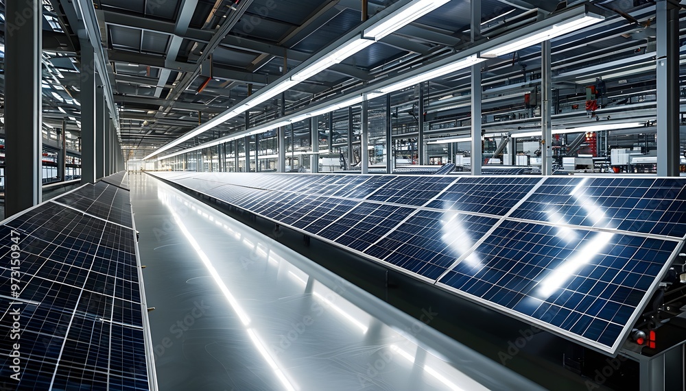 Efficient solar panel manufacturing process in a cutting-edge factory ...