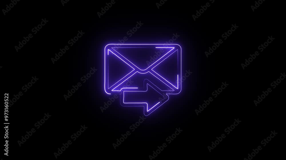 Neon Message animated icon on dark background. Glowing animated Message ...