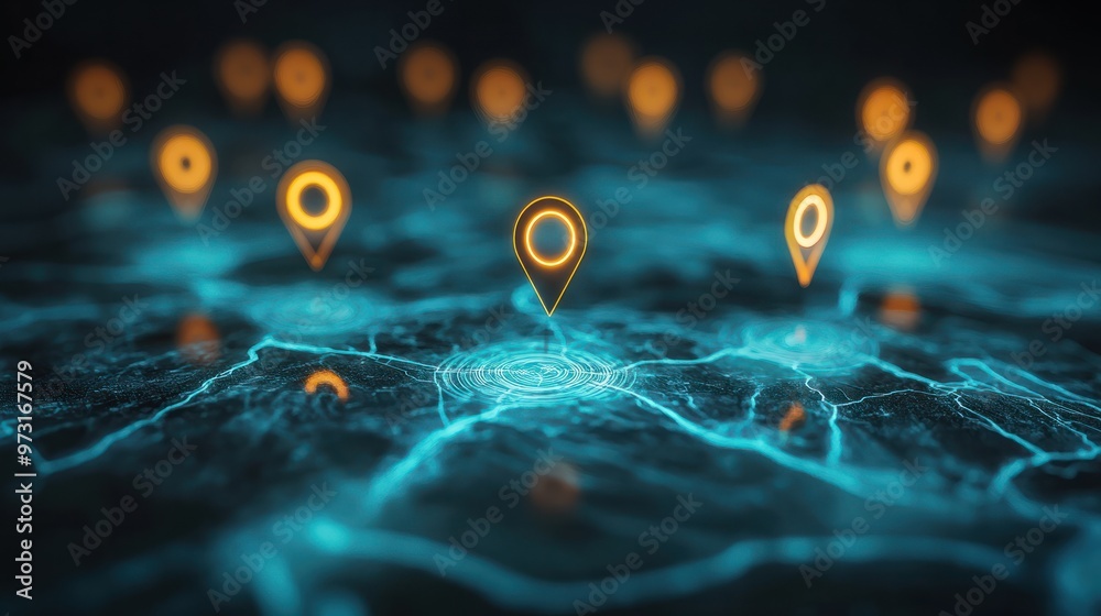 A Digital Map Featuring Interconnected Location Pins Symbolizing Global Network Connectivity