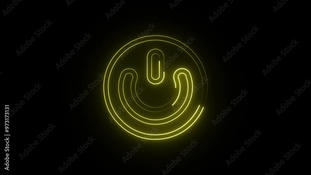 Neon Power Button animated icon on dark background. Glowing animated ...