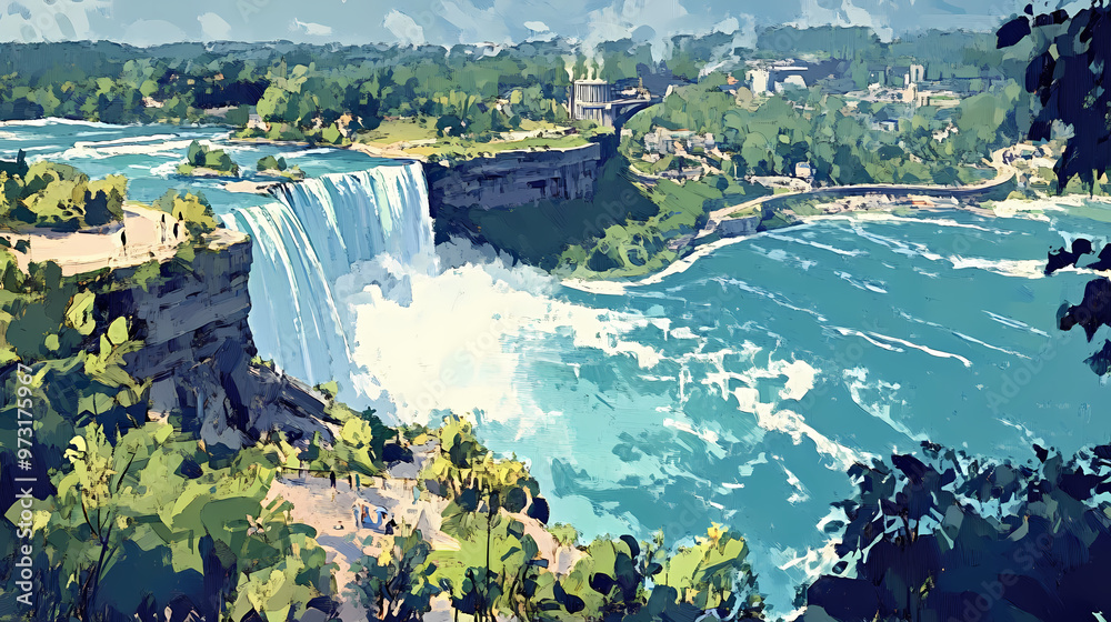 Niagara falls view from skylon tower. generative ai. Niagara Falls ...