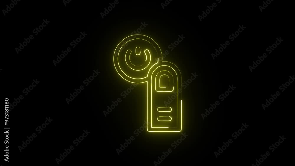 Neon Shut Down animated icon on dark background. Glowing animated Shut ...