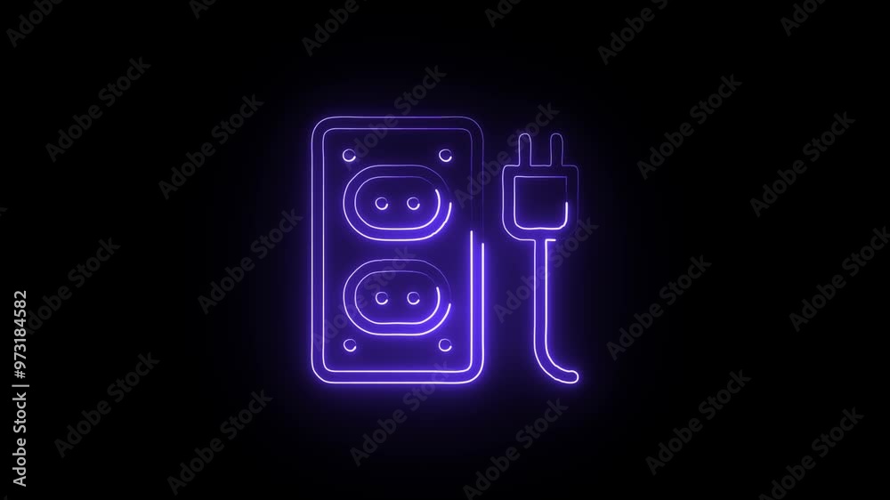 Neon Socket animated icon on dark background. Glowing animated Socket ...