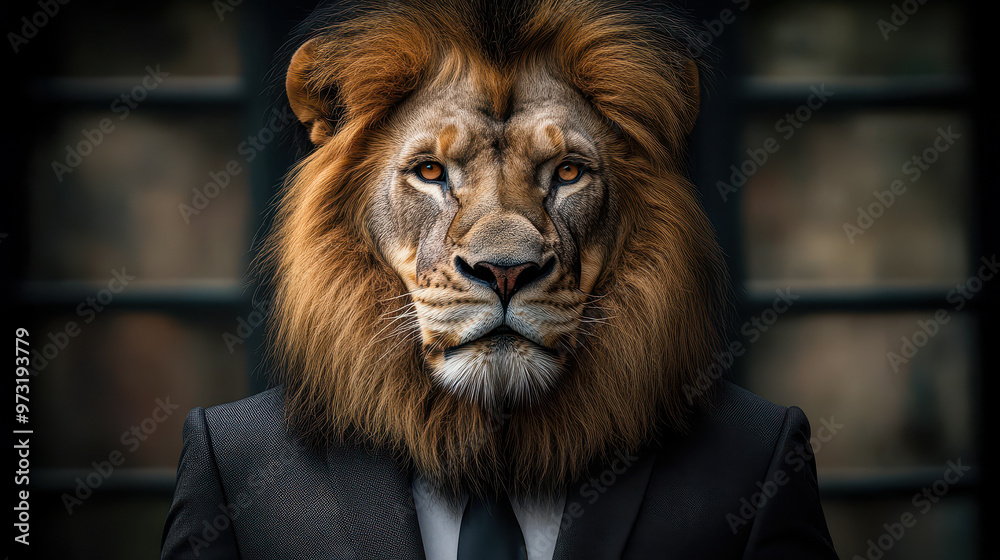 Lion Corporate Leader in Suit - Business Portrait with Animal Head ...
