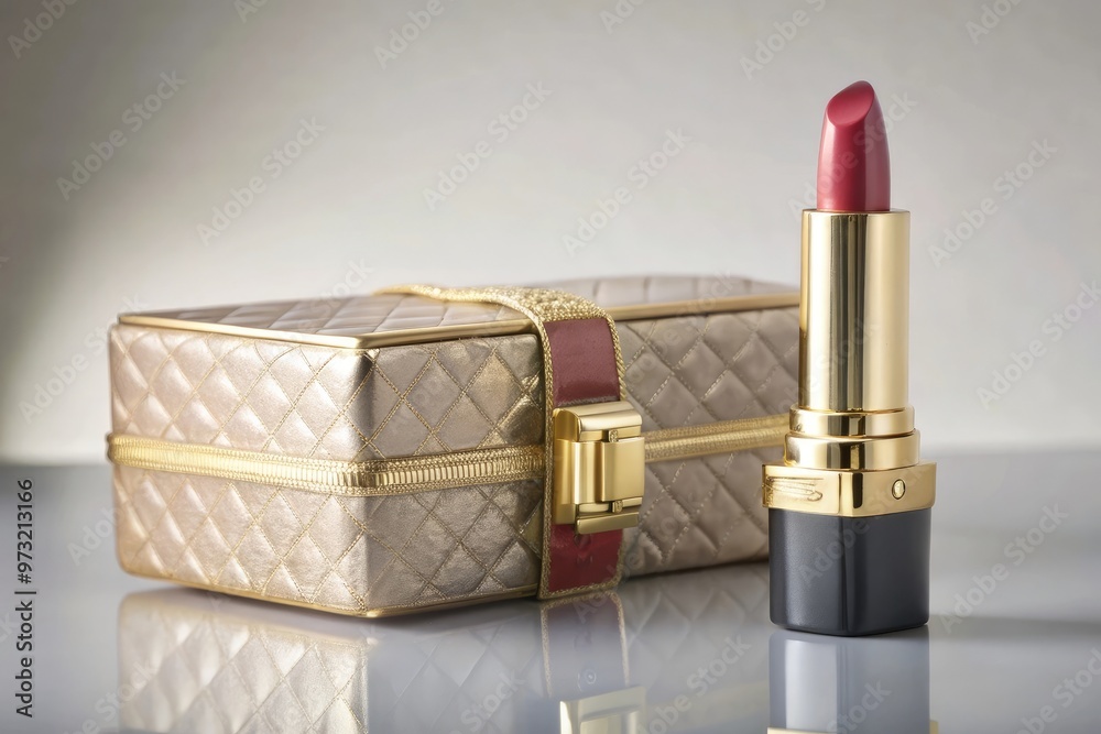 High-resolution close-up of a luxurious lipstick with a glossy finish ...