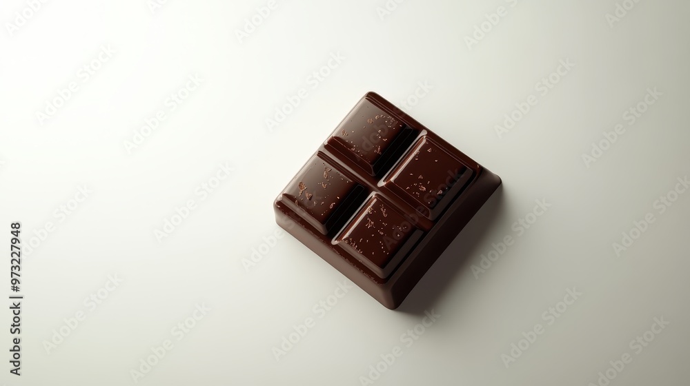 Dark chocolate square resting on a plain background, highlighting its ...