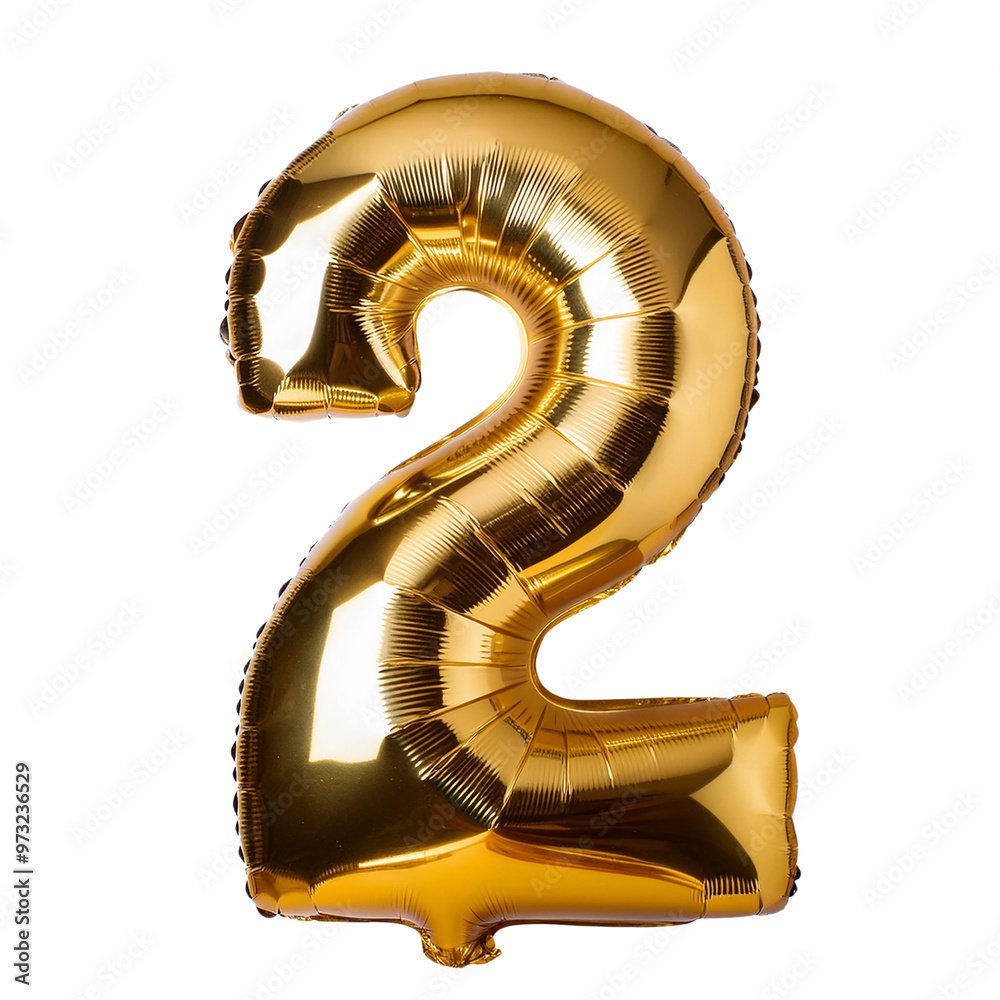 Shiny gold number two balloon, perfect for celebrations and parties ...