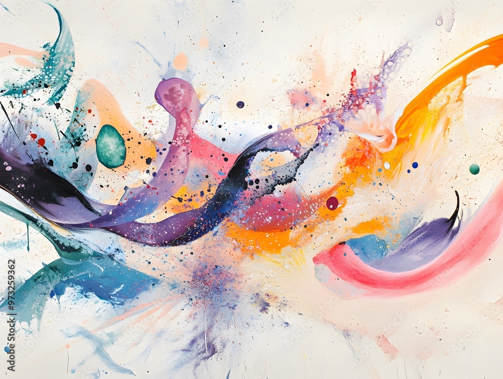 Bright translucent watercolor colorful ebbs and flows. The effect of ...