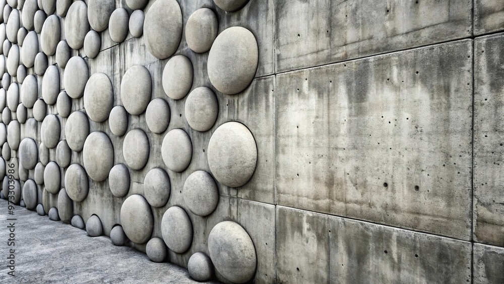 Concrete wall with round and oval bulges stones cracks texture ...