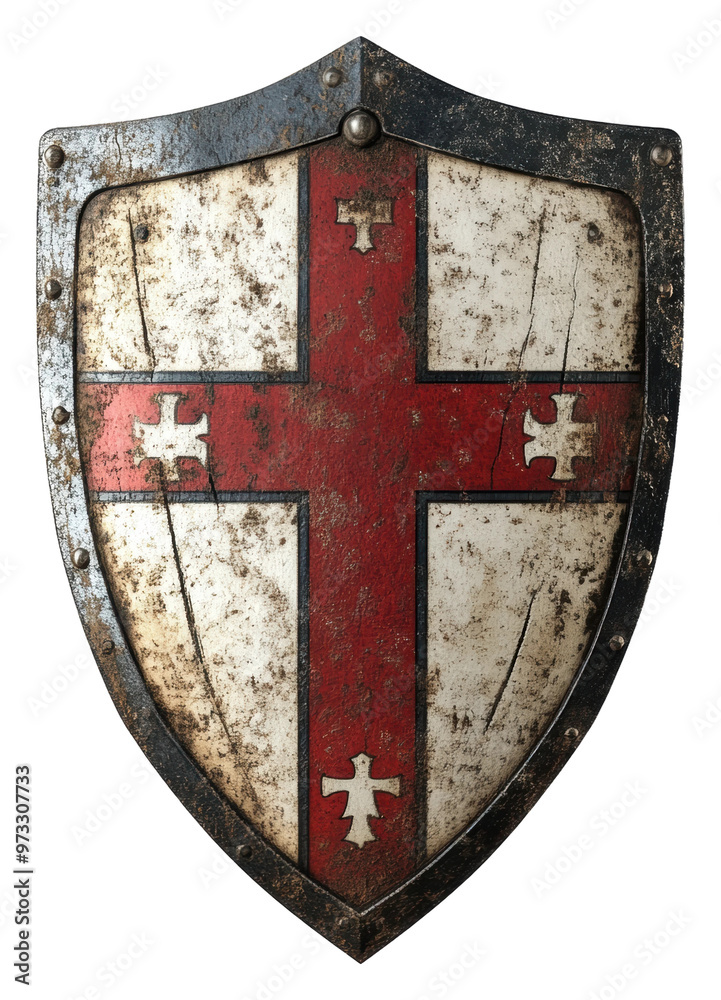 PNG Historic medieval shield with red cross design Stock Illustration ...