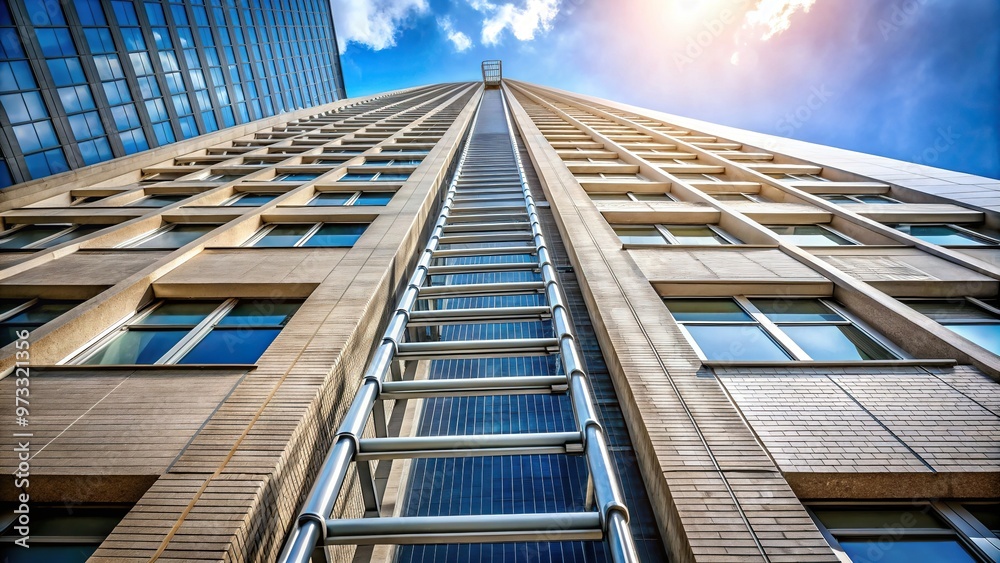 ladder, steel, roof, industry, low angle, skyscraper, architecture ...