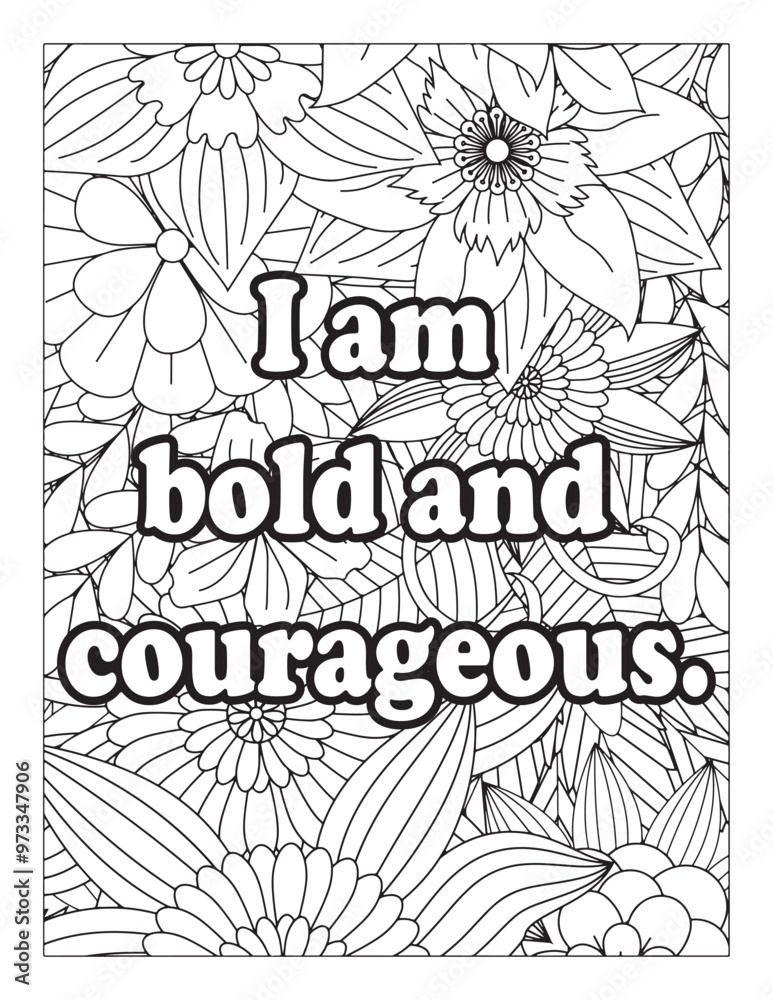 Inspirational Quotes Coloring Book Page With Floral Background ...