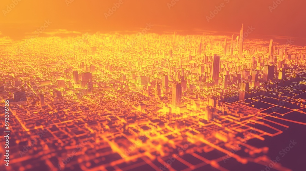 Heatmap of a city's energy consumption, with warm colors highlighting ...