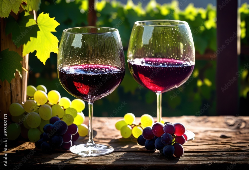 vibrant wine glass surrounded plump juicy grapes displaying rich colors ...