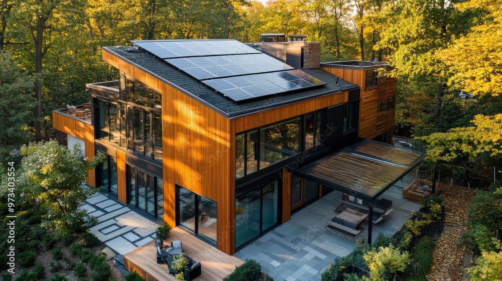 Retractable canopy for outdoor space, roller shutters on windows, solar ...