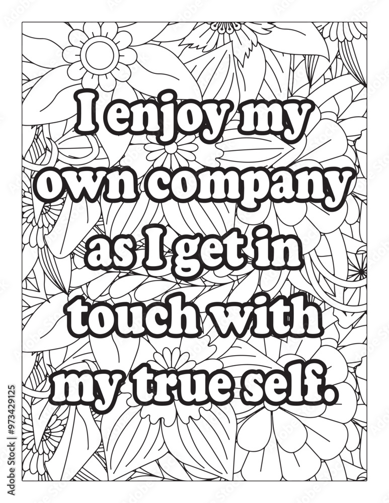 Inspirational Quotes Coloring Book Page With Floral Background ...