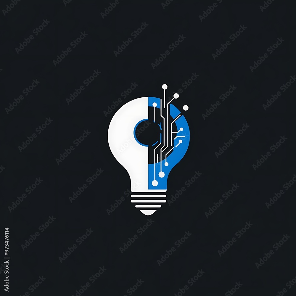 Digital lightbulb with circuit board design. Creative concept for innovation, technology and ...