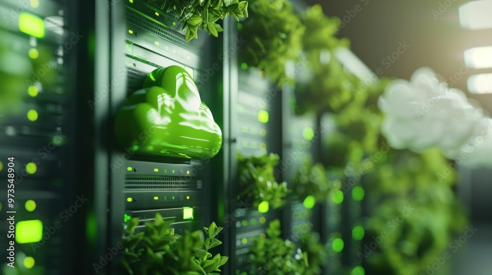 green cloud technology, data storage, environmentally friendly servers ...