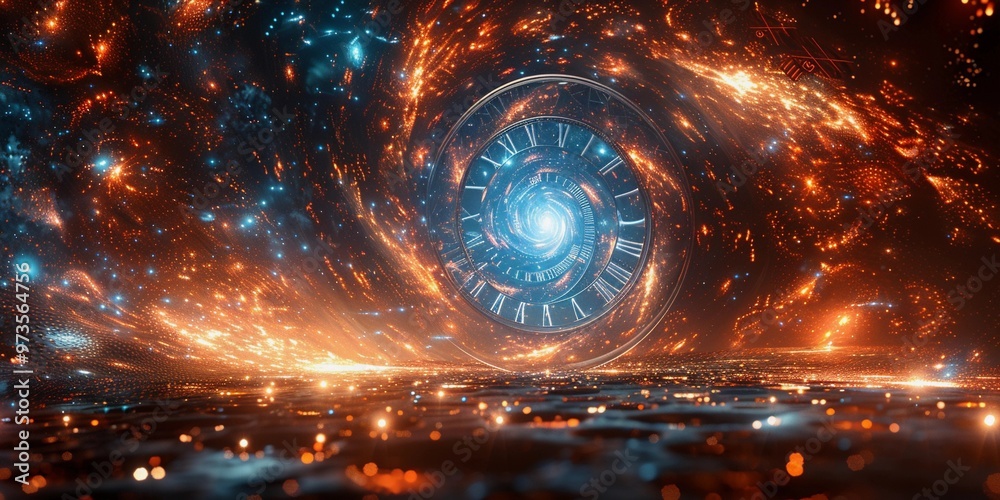 A mesmerizing cosmic scene depicting an ethereal, swirling vortex in ...
