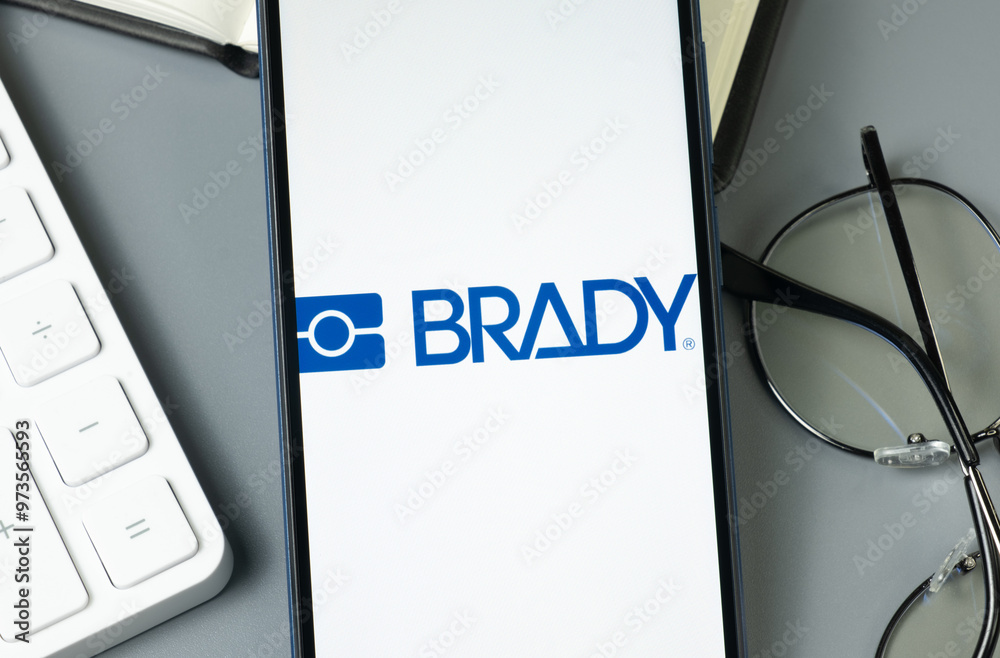 New York, USA - 30 August 2024: Brady Corporation Logo on Phone Screen ...