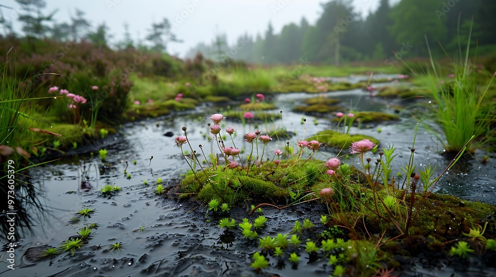 Threatened peatland ecosystem storing carbon, highlighting the dense ...