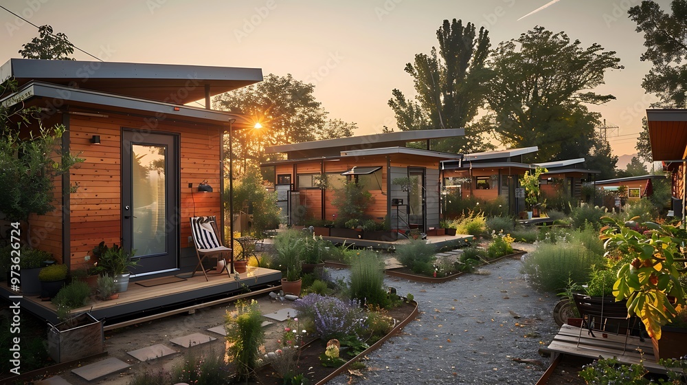 A sustainable tiny house community, where residents live in compact ...