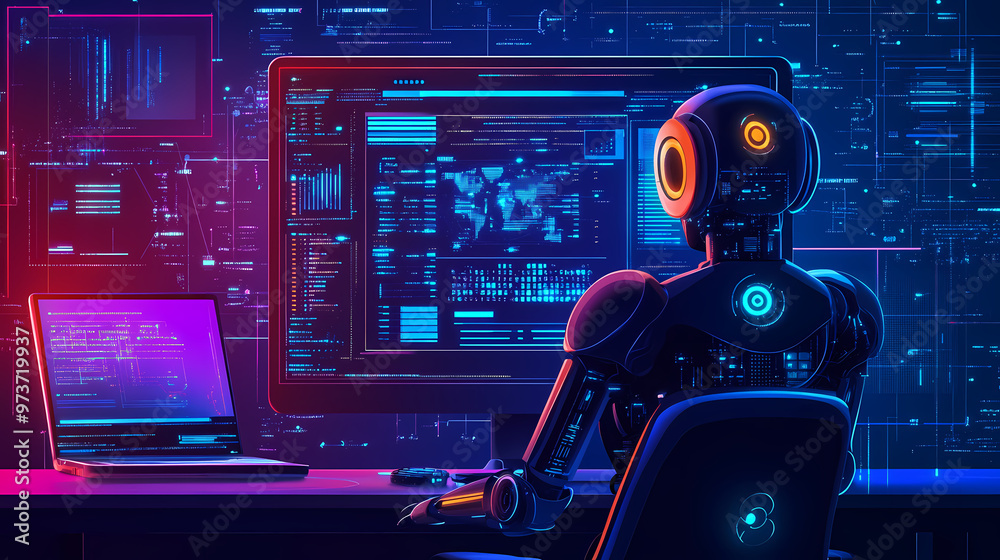 Ai chatbots working and chatting in computer, generative ai. Artificial Intelligence ...