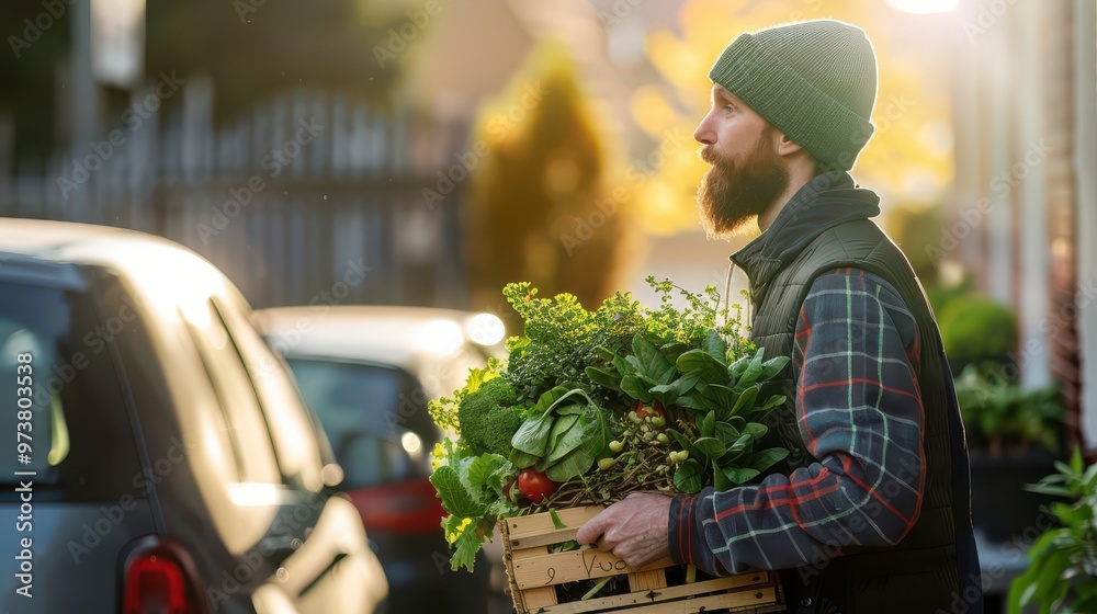 Food delivery drivers transporting farm-to-table meals to homes and ...