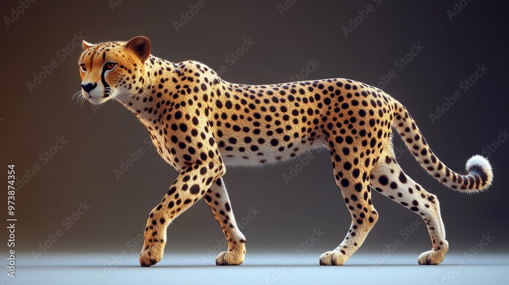 Cheetah modeled in a stylized 3D form, with glossy textures and ...
