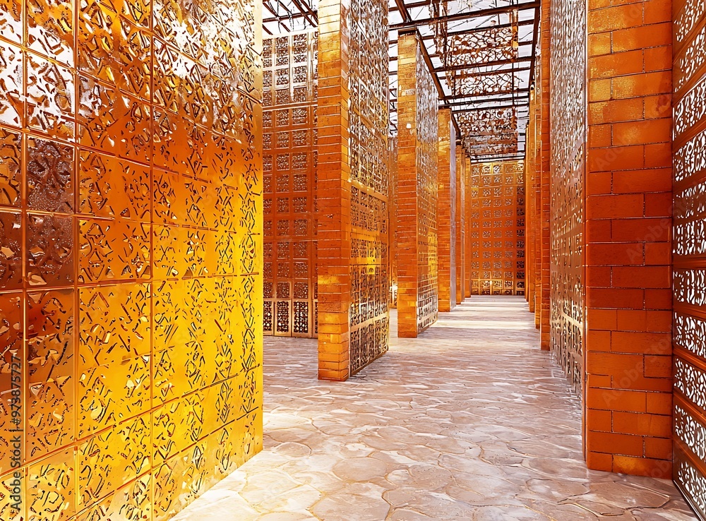 Warehouse in India with saffron bricks, metallic details, and a ...