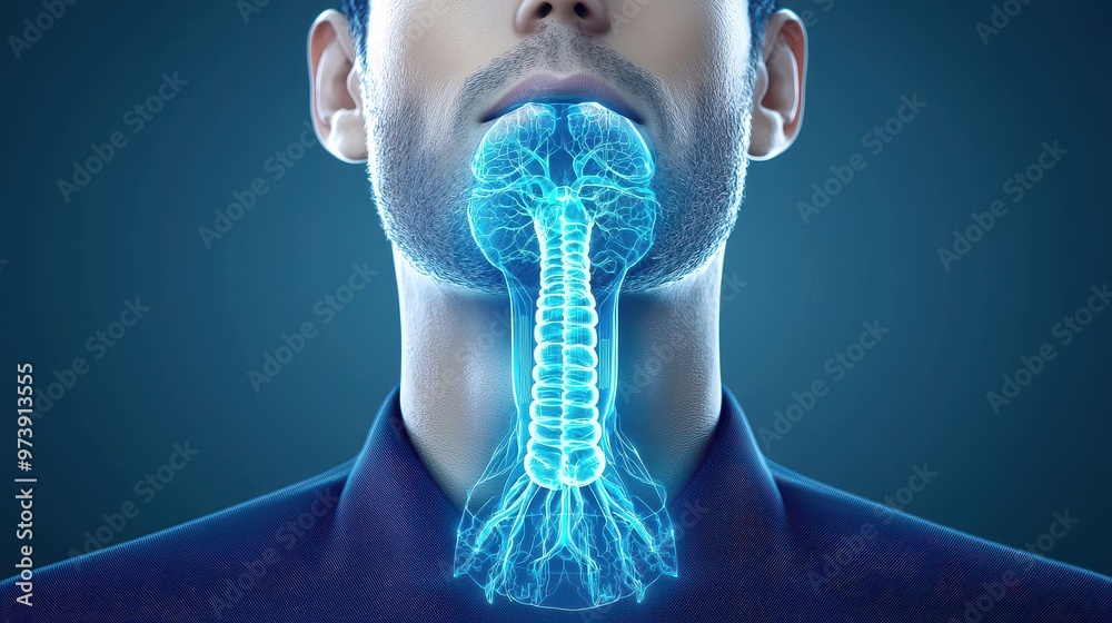 Detailed Illustration of Endocrine System with Focus on Thyroid ...