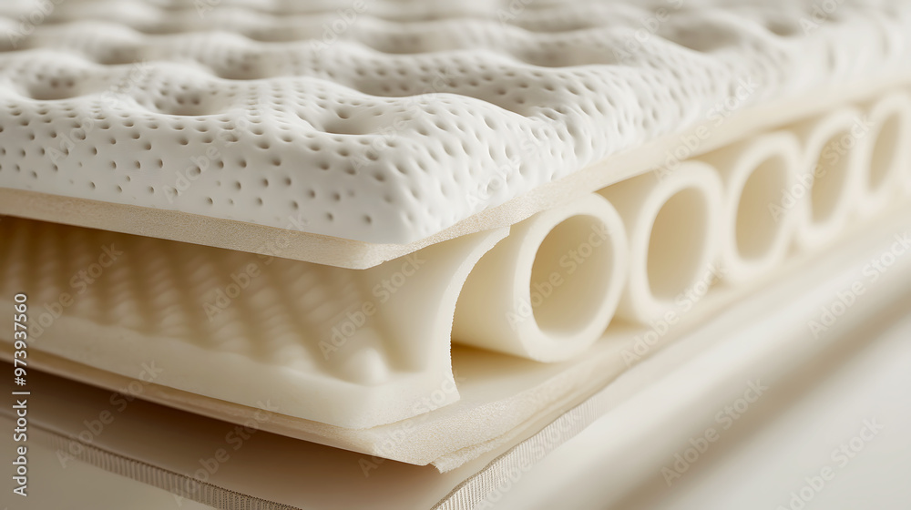 cross-section of a layered orthopedic mattress, revealing each layer ...