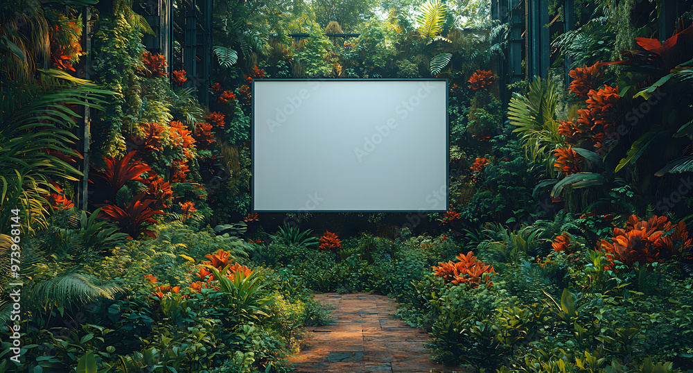 “A Mockup of an Empty White Outdoor Movie Screen in the Middle of a ...