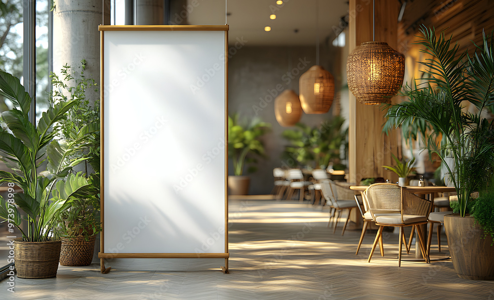 “A Blank White Roll-Up Banner Standing in the Middle of a Modern ...