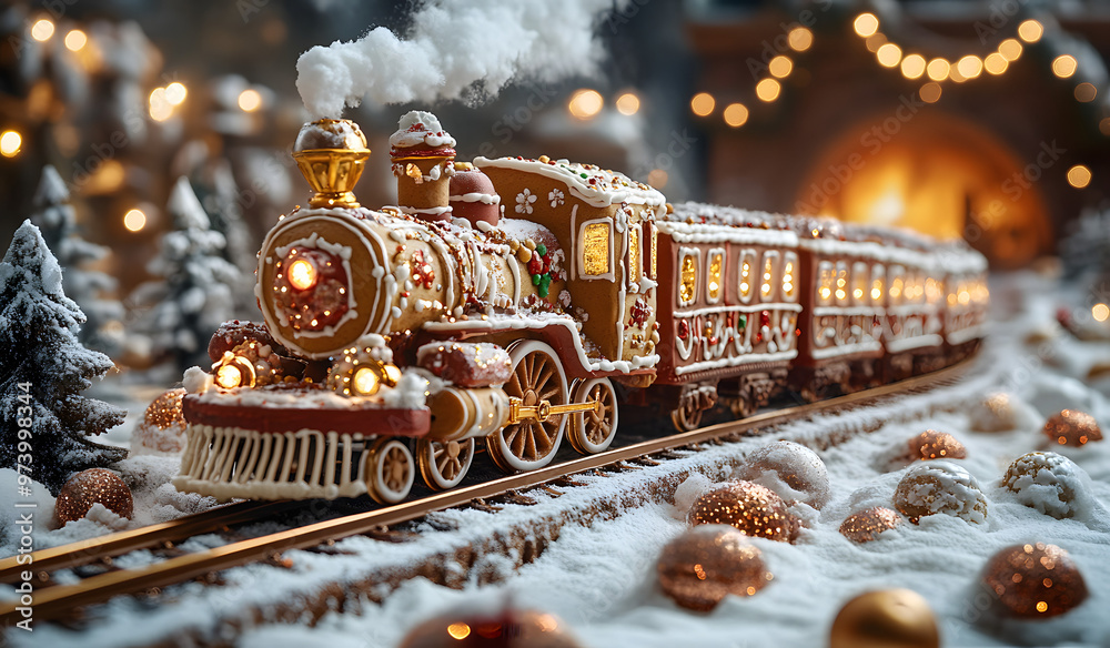 “A Gingerbread Train Complete with Intricate Icing and Decorative ...