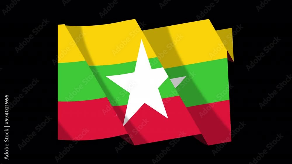 Looping Animation of The Myanmar Flag with Alpha Channel, Waving Flag ...