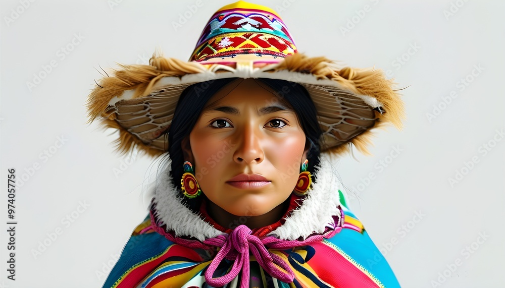 Vibrant 3D representation of a Peruvian Quechua woman wearing a ...