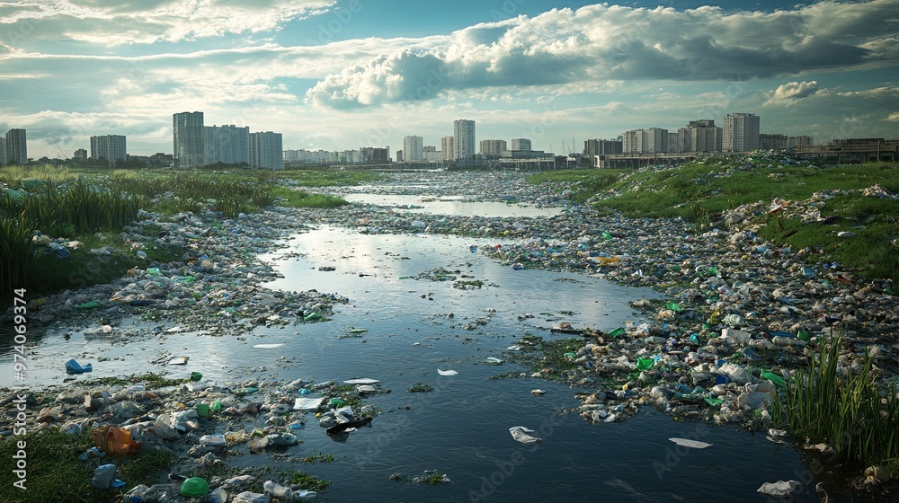Garbage taking over urban landscapes plastic waste filling rivers toxic ...