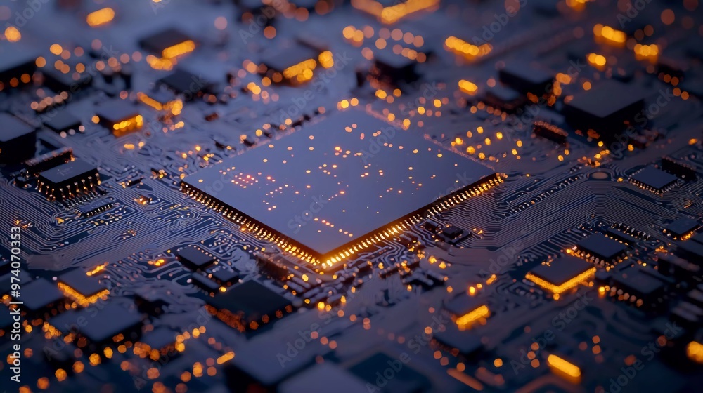 3D render AI artificial intelligence technology CPU central processor ...