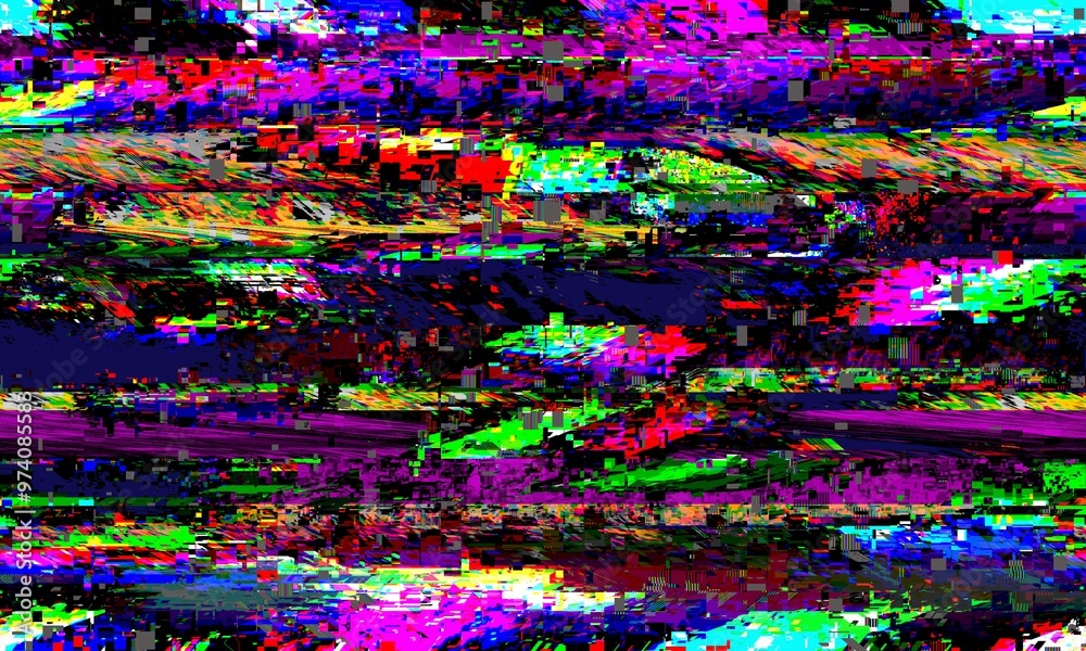 No signal error screen background. Abstract unique design glitch digital pixel. Technical ...