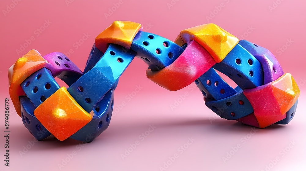 Colorful interlocking shapes creating an abstract design, perfect for ...