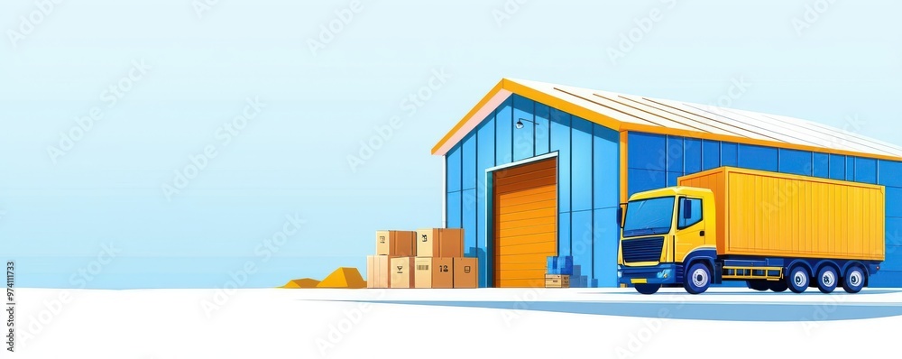 Warehouse management system flat design, side view, logistics theme ...