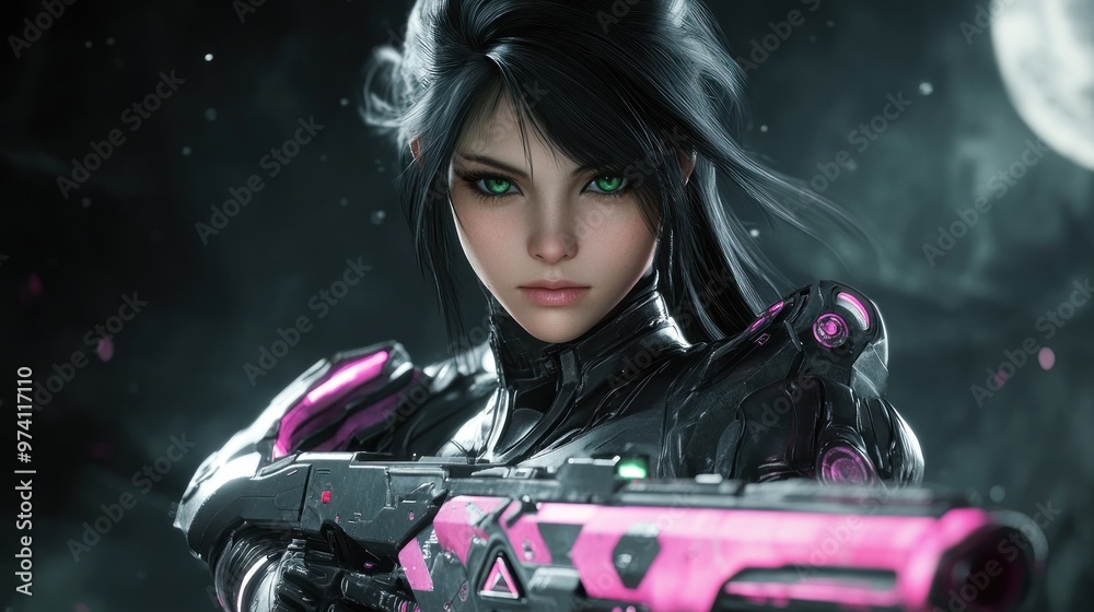 Cyberpunk woman robot android cyborg character Sci-fi army technology ...
