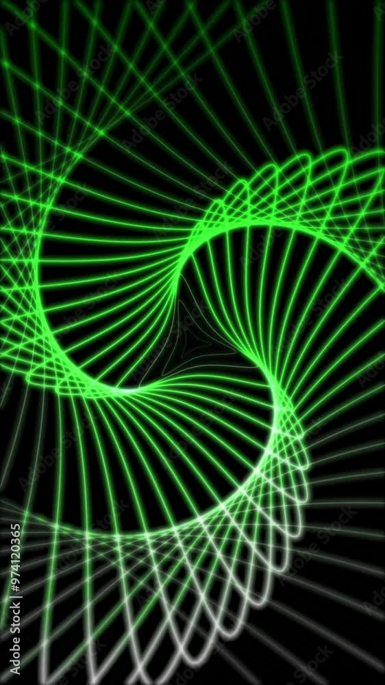 Vertical Video Background With Glowing Green And White Neon Light Beams Full Hd And Looping