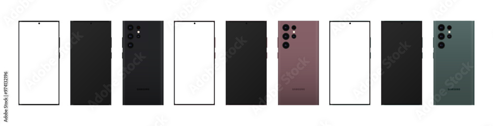 Smartphone Samsung Galaxy S24 Ultra mockup set. Editorial isolated ...