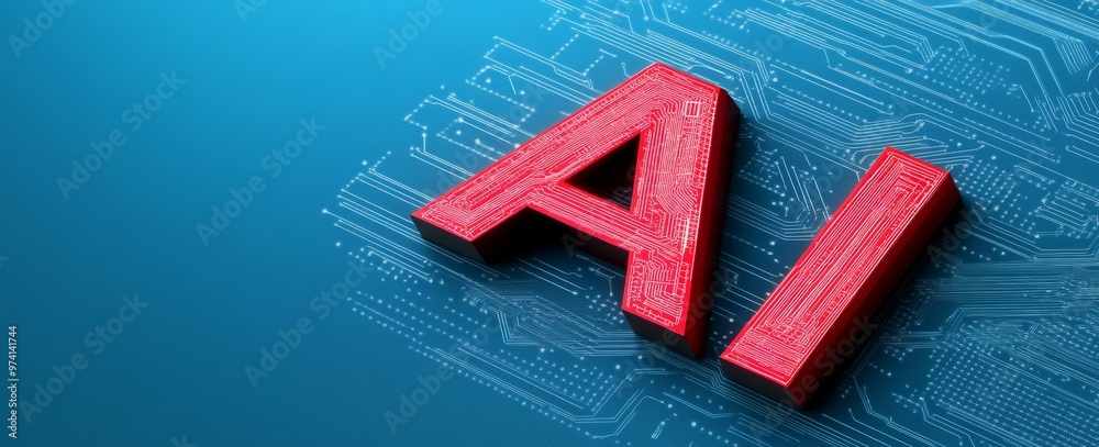 futuristic and minimalist background with the word "AI" in bold, red ...