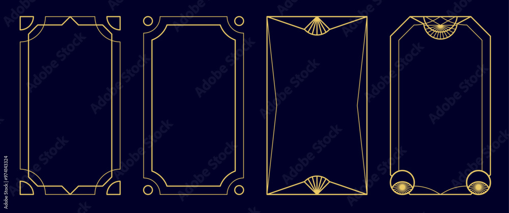 Art deco style luxury design border frames set. Elegant gold lines ...