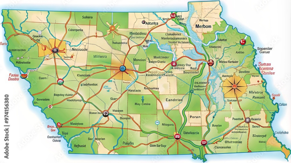 Detailed geographic map of Missouri state highlighting major cities ...