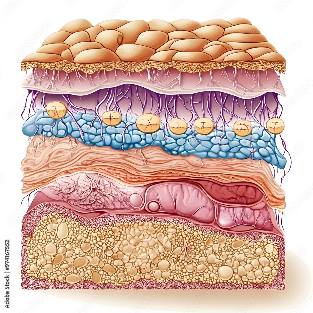 Educational Diagram of Human Skin Layers, Illustration Showing Human ...