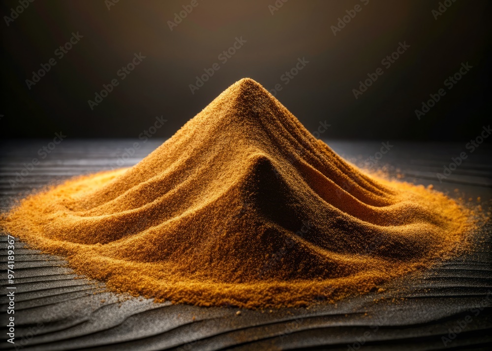 Fine-grained, golden-brown silt soil pours from a small mound, forming ...